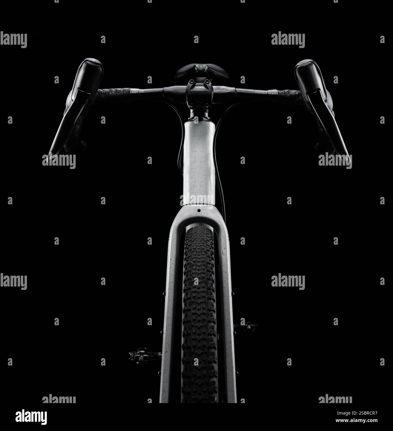 Gravel bike handlebars on black background. Front view. Promotion of ...