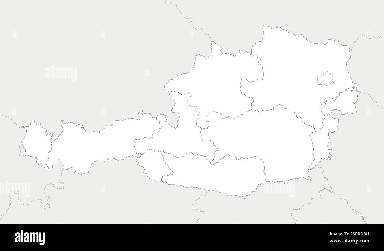 Vector regional blank map of Austria with federal states and ...