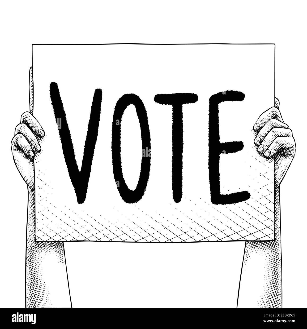 Hand raising a sign that says Vote Stock Vector Image & Art - Alamy