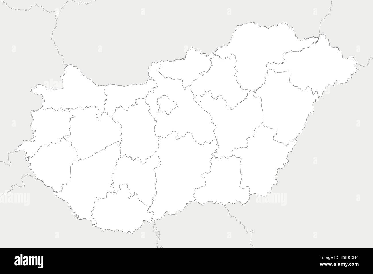 Vector regional blank map of Hungary with counties and administrative ...