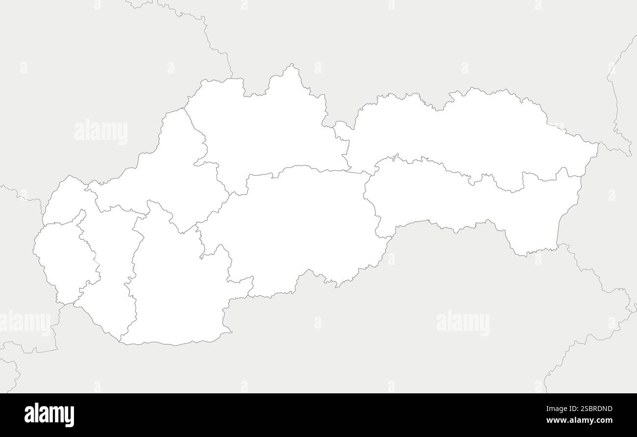 Vector blank map of Slovakia or Slovak Republic with regions and ...