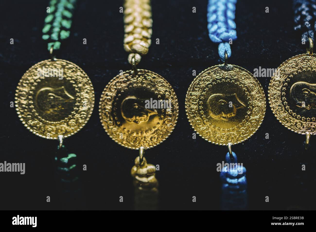 Turkish Gold Coins with portrait in view Stock Photo - Alamy