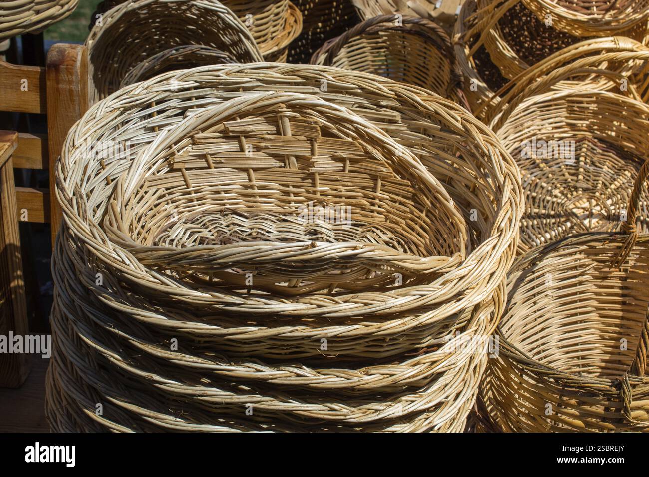 Empty wicker baskets are seein a market place Stock Photo - Alamy