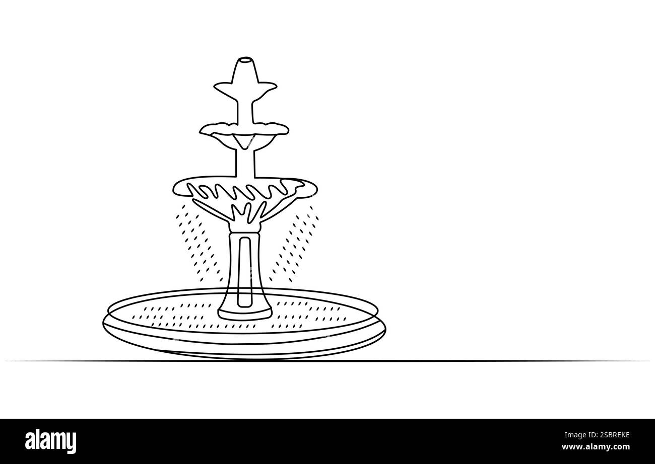 Fountain one line continuous. Line art fountain. Fountain Water one ...