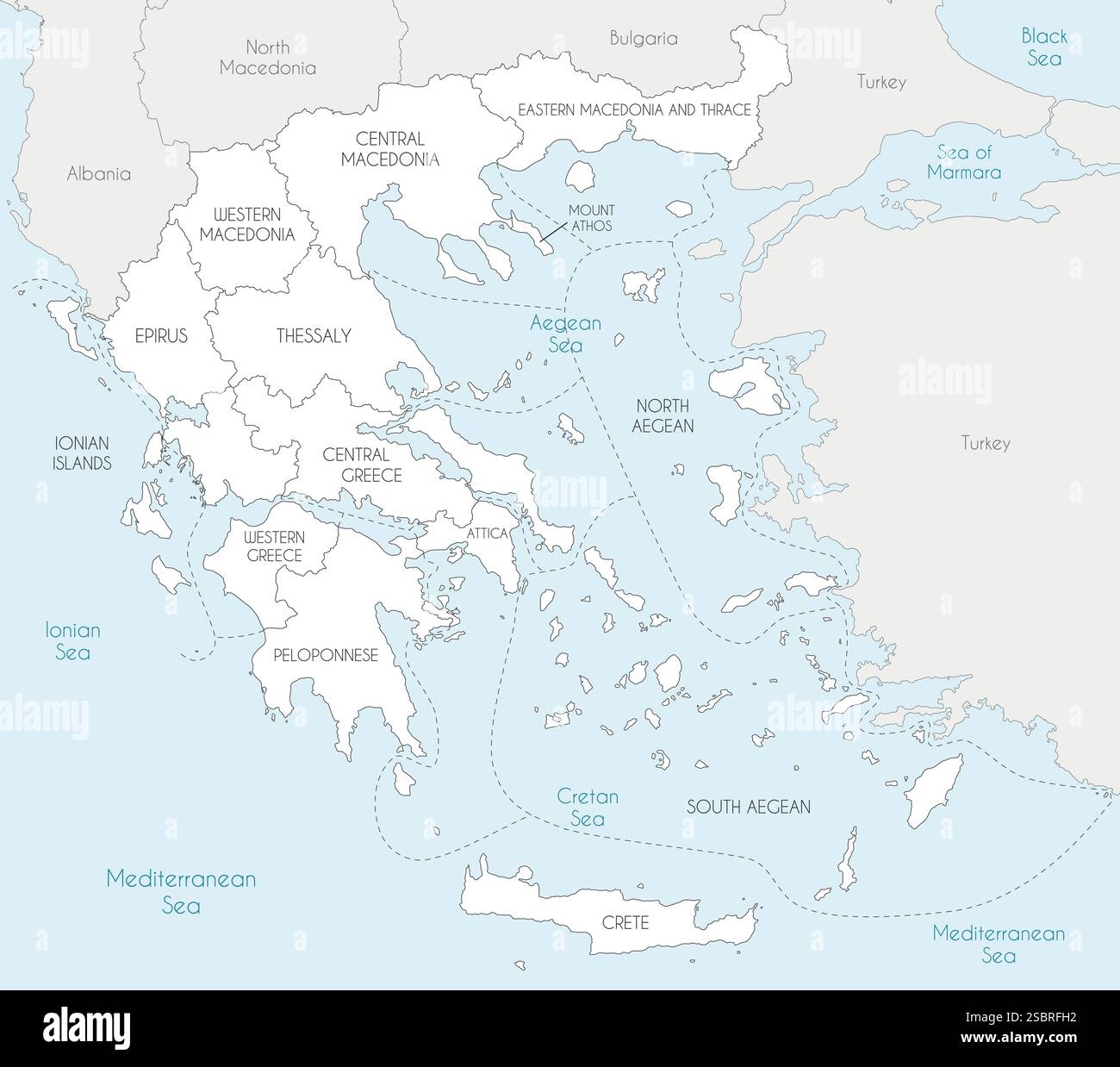 Vector map of Greece with regions and administrative divisions, and ...