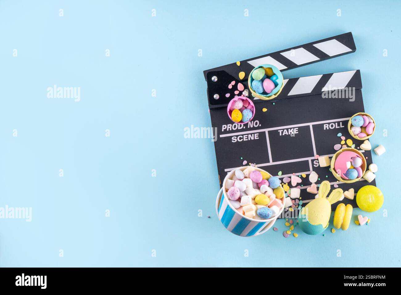 Easter film and movie background. Cinema clapper-board with Easter ...