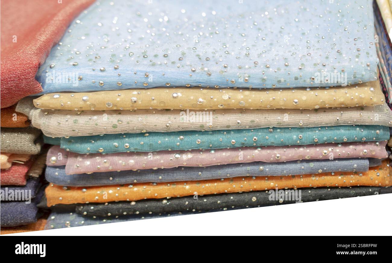 Sale of textiles on the Turkish market Stock Photo - Alamy
