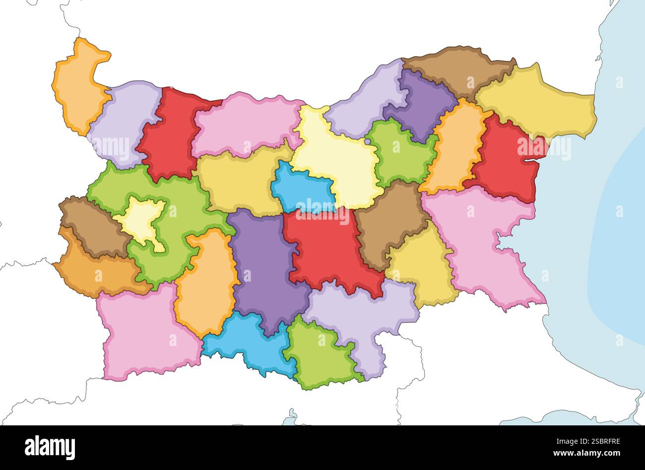 Vector illustrated regional blank map of Bulgaria with provinces and ...