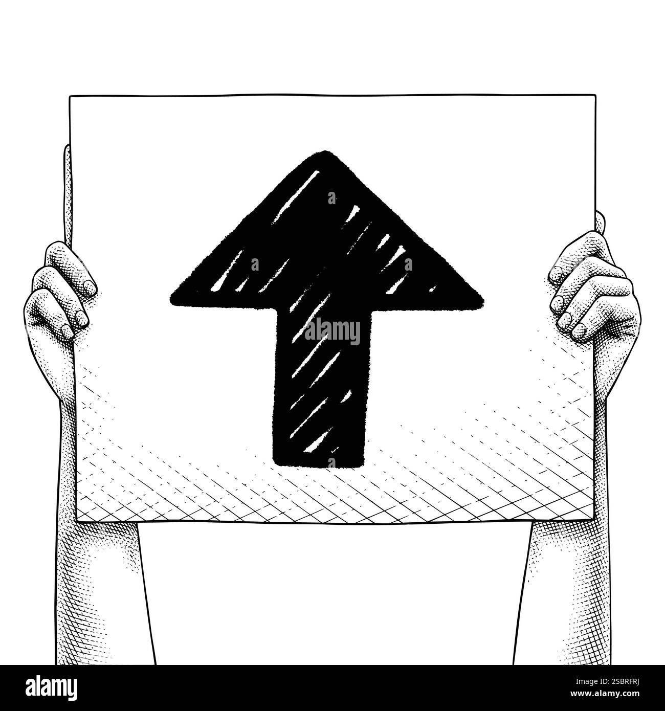 Hand raising a sign that says Upward Direction Stock Vector Image & Art ...