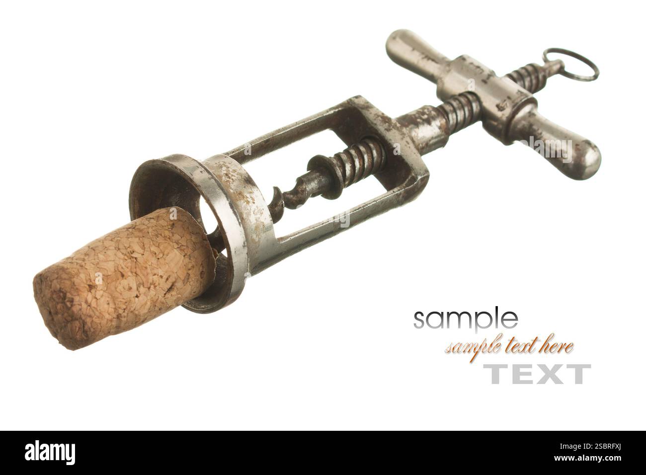 Vintage corkscrew isolated on white background Stock Photo - Alamy