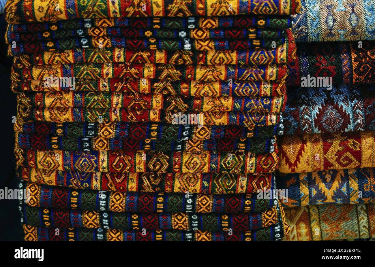 Traditional Turkish rug textile with patterns in bazaar Stock Photo - Alamy