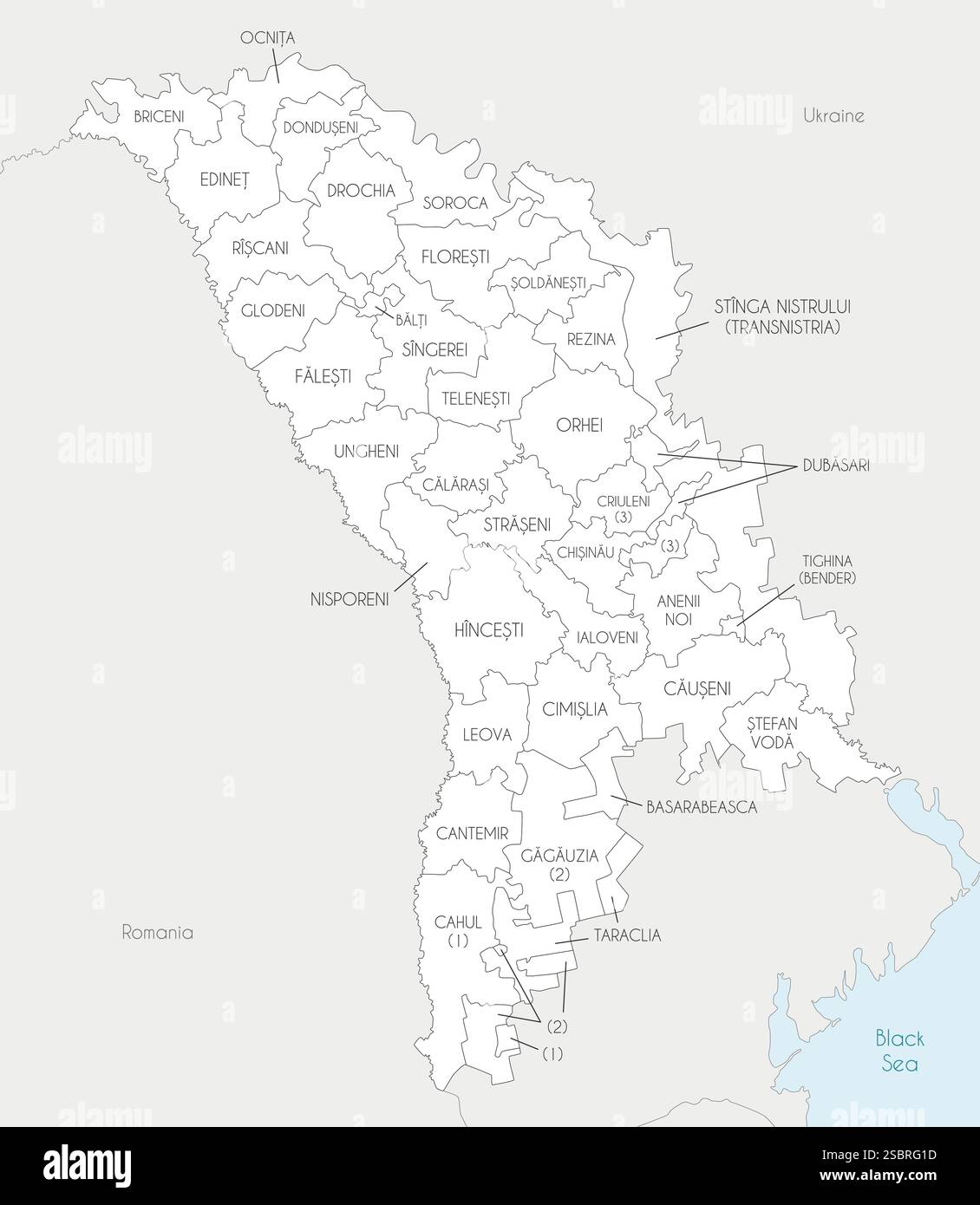 Vector regional map of Moldova with administrative divisions in ...