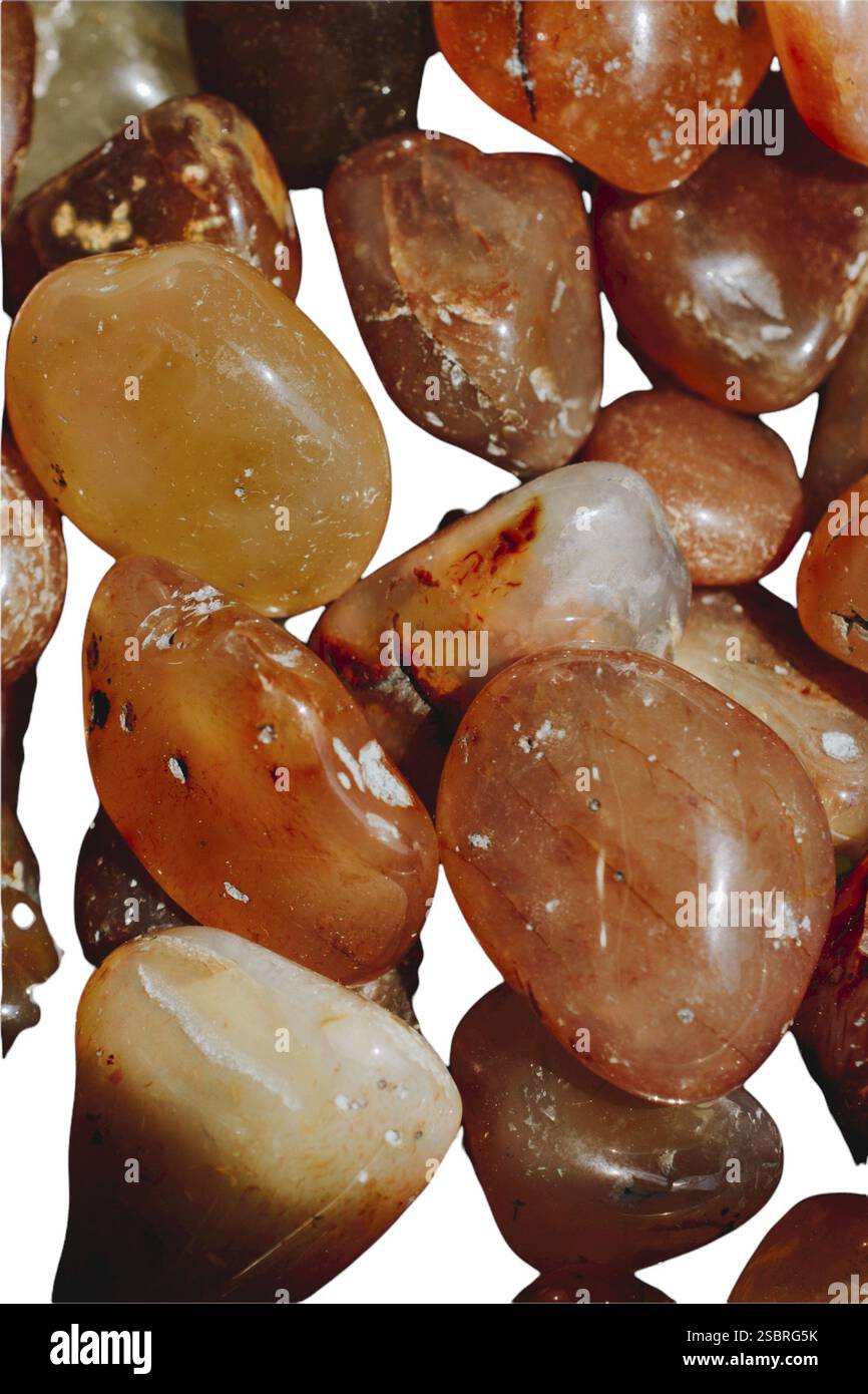 Colorful semi-precious stones. Different shapes rock pebbles. Semi ...