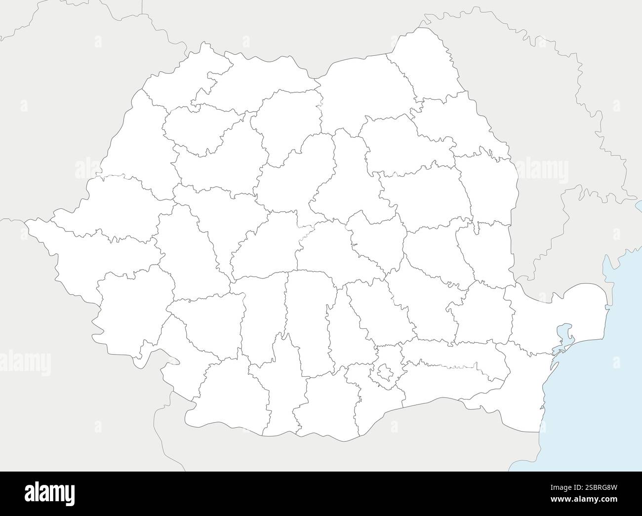 Vector regional blank map of Romania with counties and administrative divisions, and ...