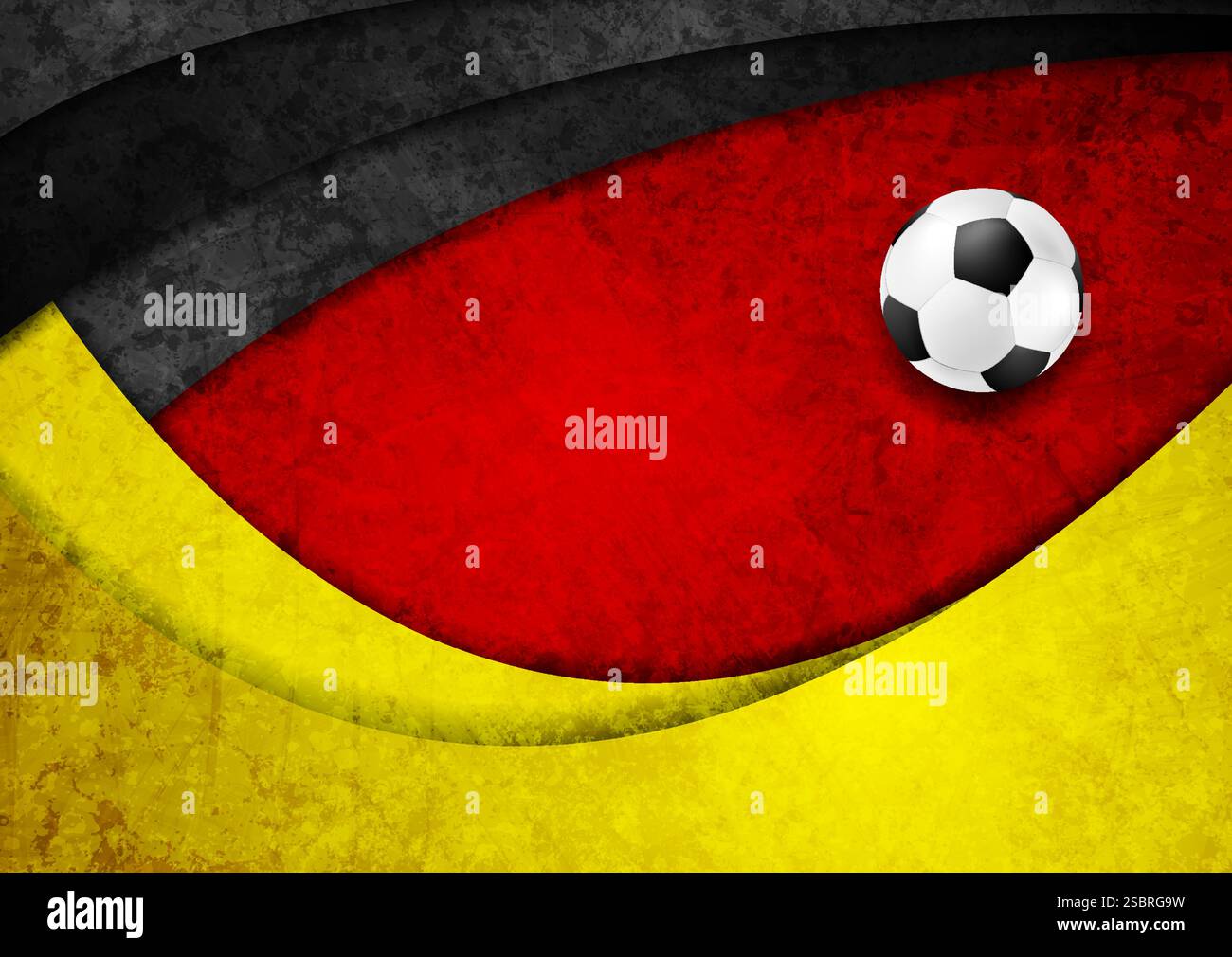 Football grunge wavy background with soccer ball, German flag colors ...