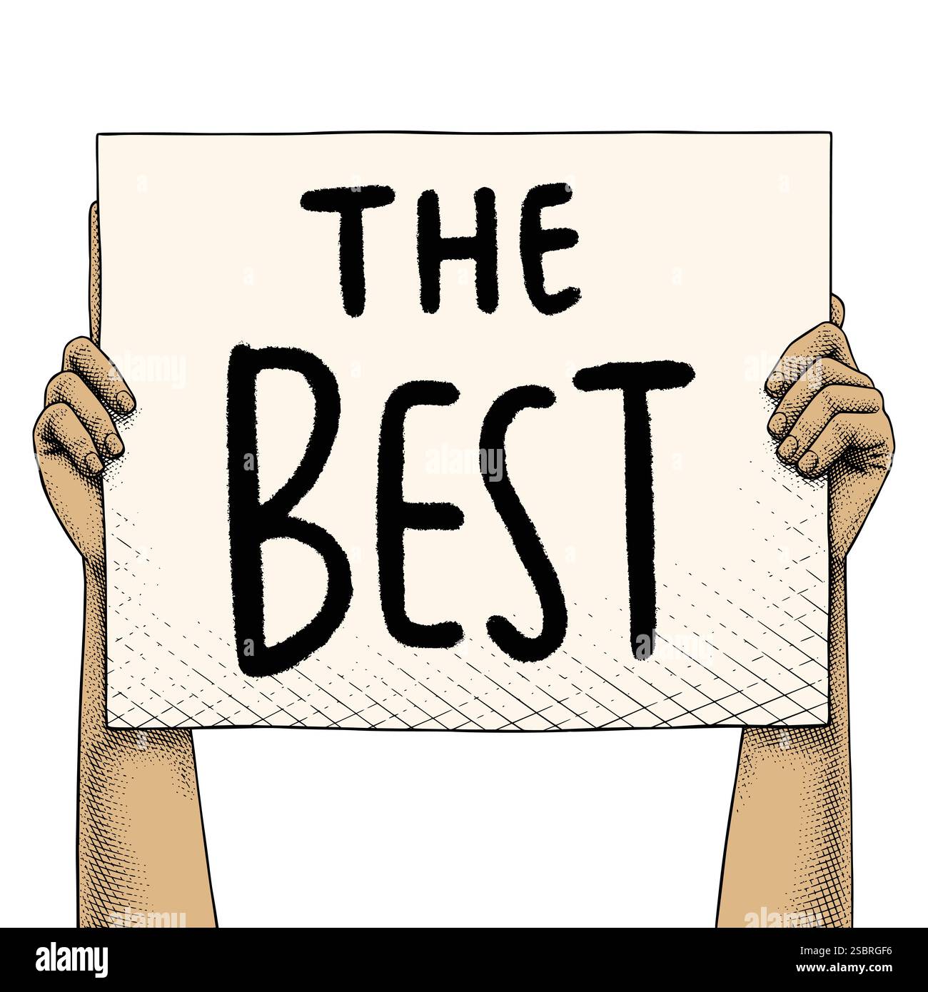 Hand raising a sign that says The Best Colored Stock Vector Image & Art ...
