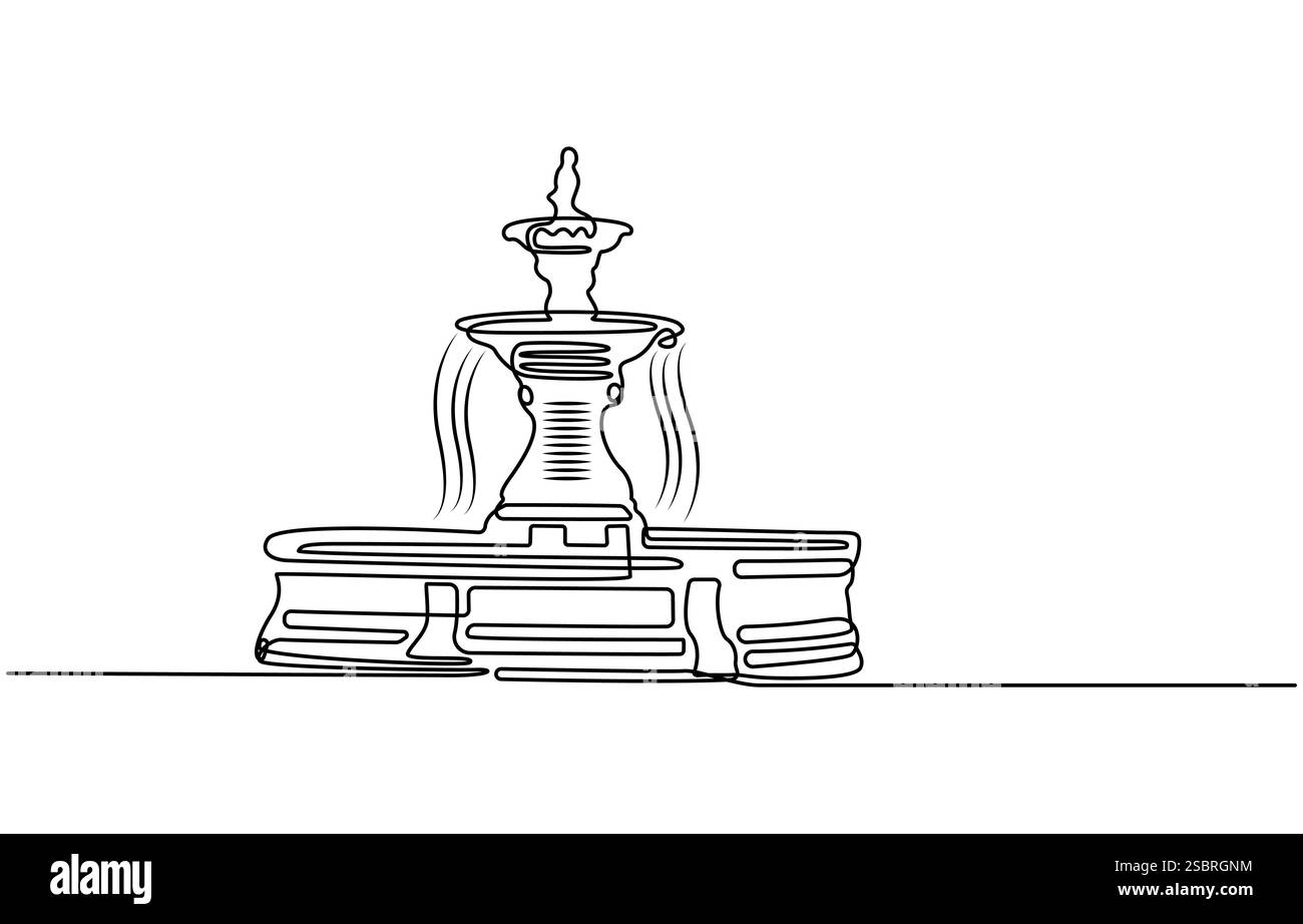 Fountain one line continuous. Line art fountain. Fountain Water one ...