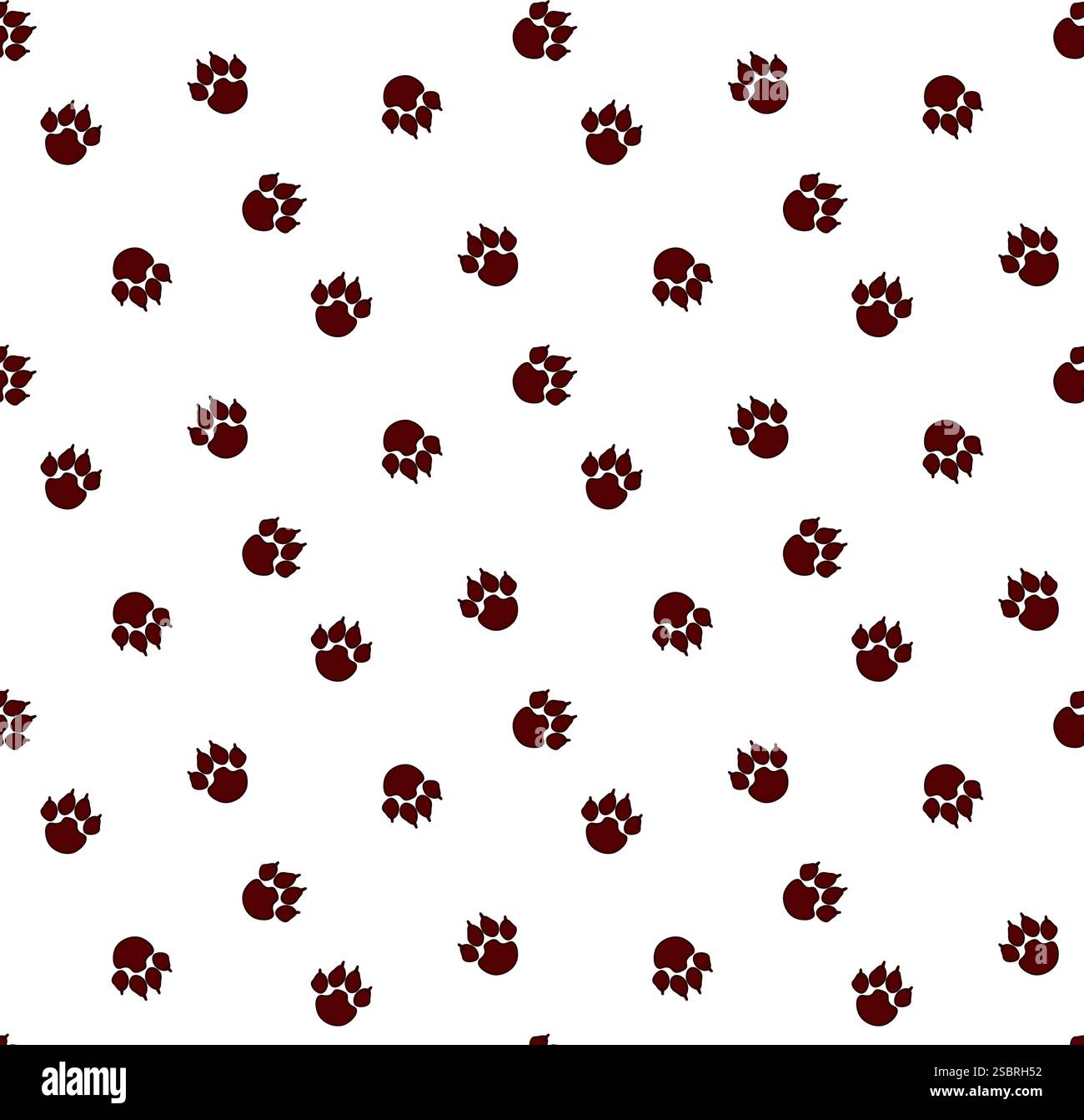 Paw pet tiger cat seamless pattern, foot print texture, animal ...