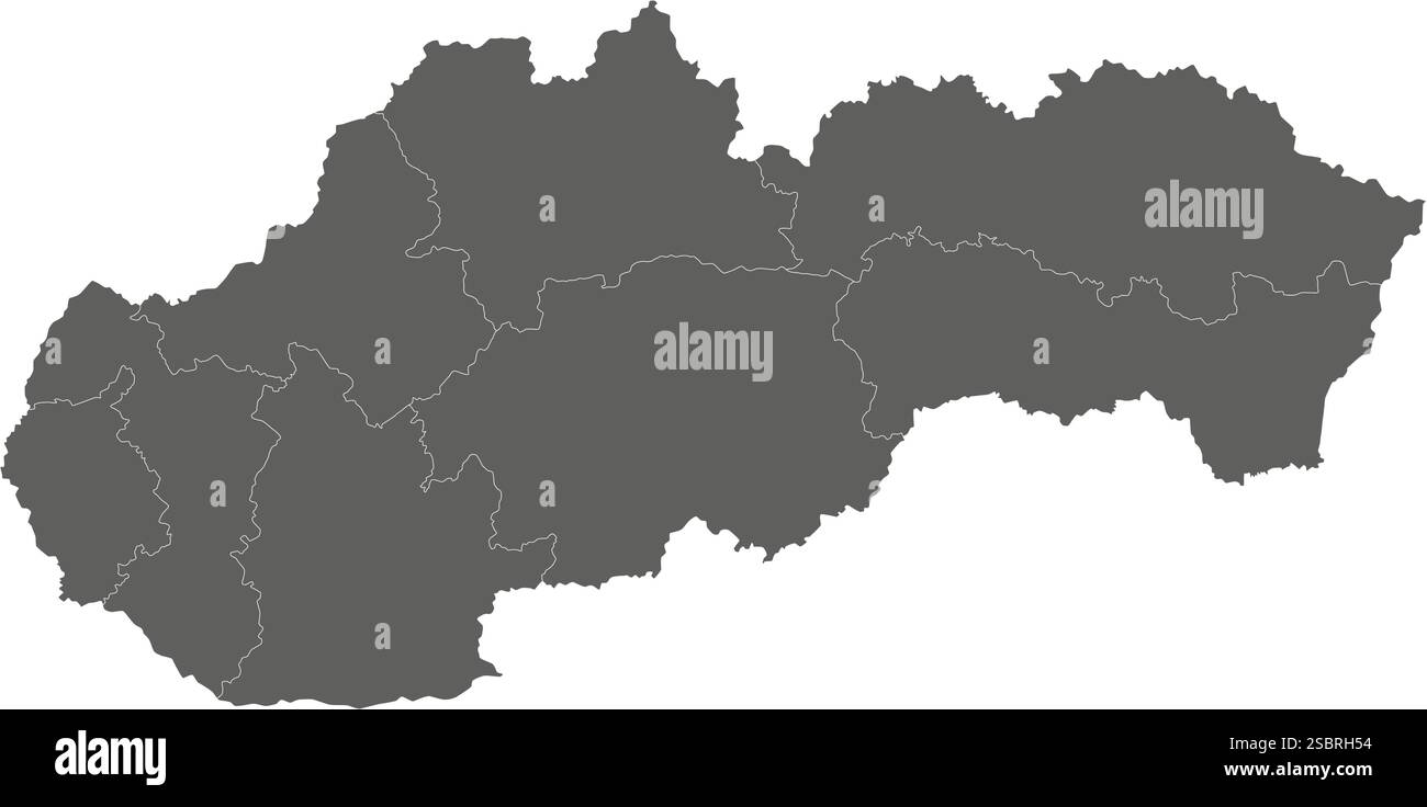 Vector blank map of Slovakia or Slovak Republic with regions or ...
