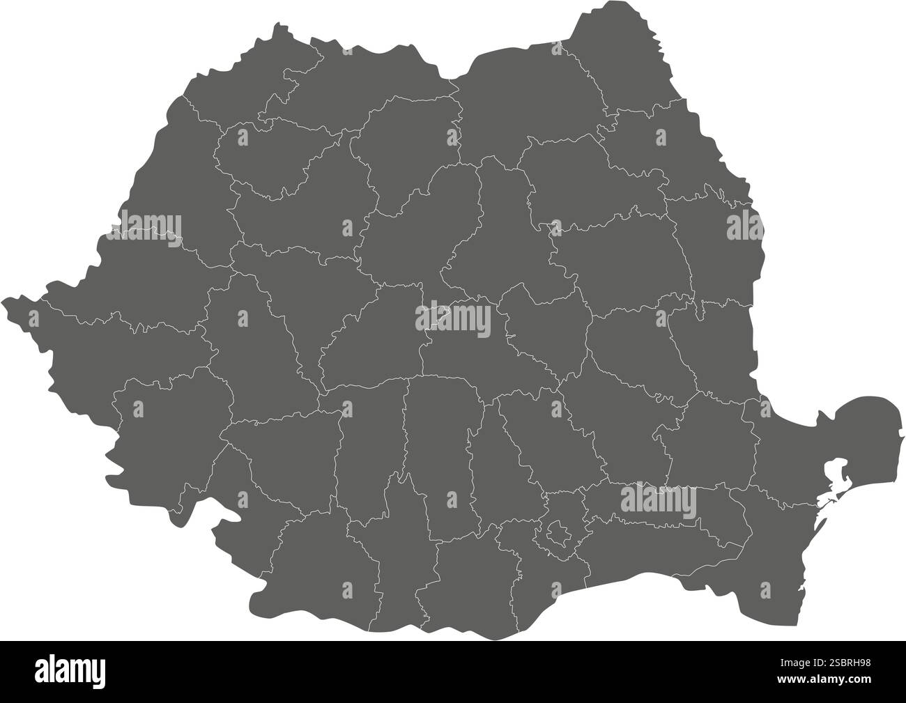 Vector regional blank map of Romania with counties or territories and ...