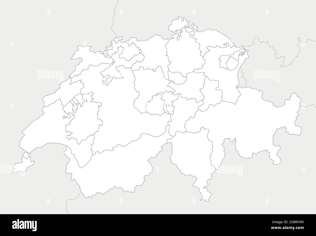 Vector regional blank map of Switzerland with cantons and ...