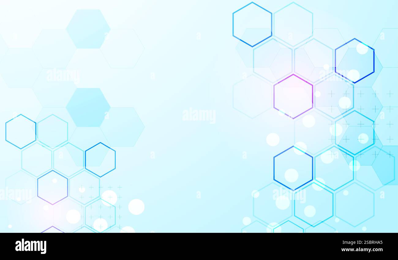 Abstract science background with hexagons. Blue gradient. Vector Stock ...