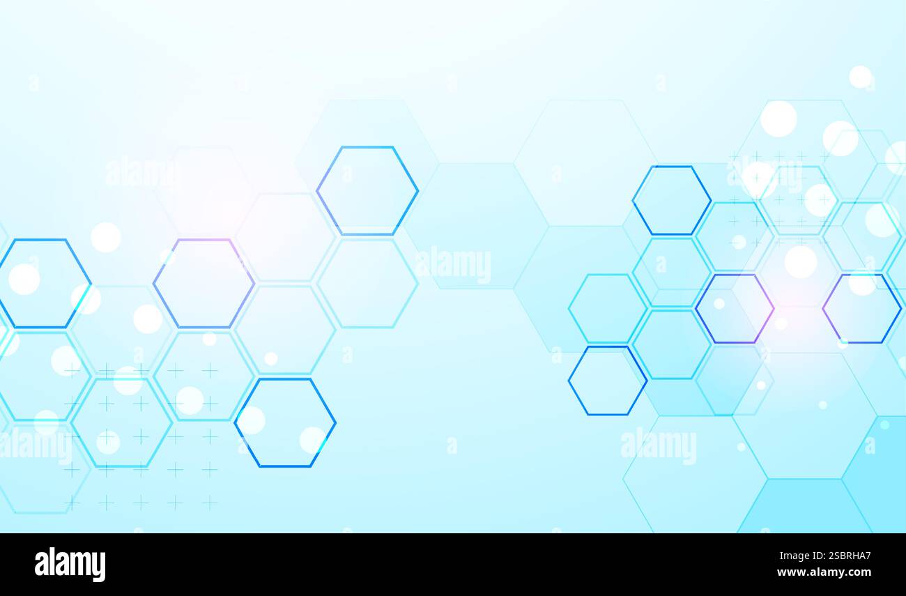 Abstract science background with hexagons. Blue gradient. Vector Stock ...