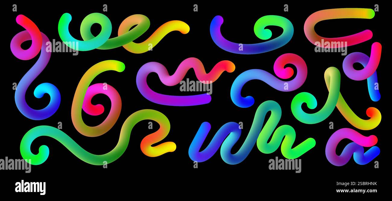 Abstract Colorful Gradient Line Shapes. Vector illustration Stock ...