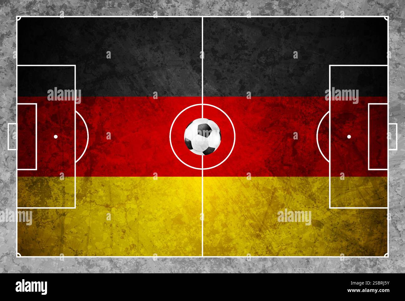 Soccer ball on football field with a German flag. Grunge vector design ...