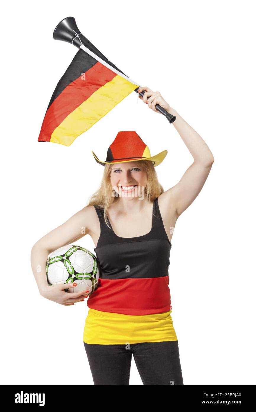 Full isolated portrait of a beautiful german soccer fan Stock Photo - Alamy
