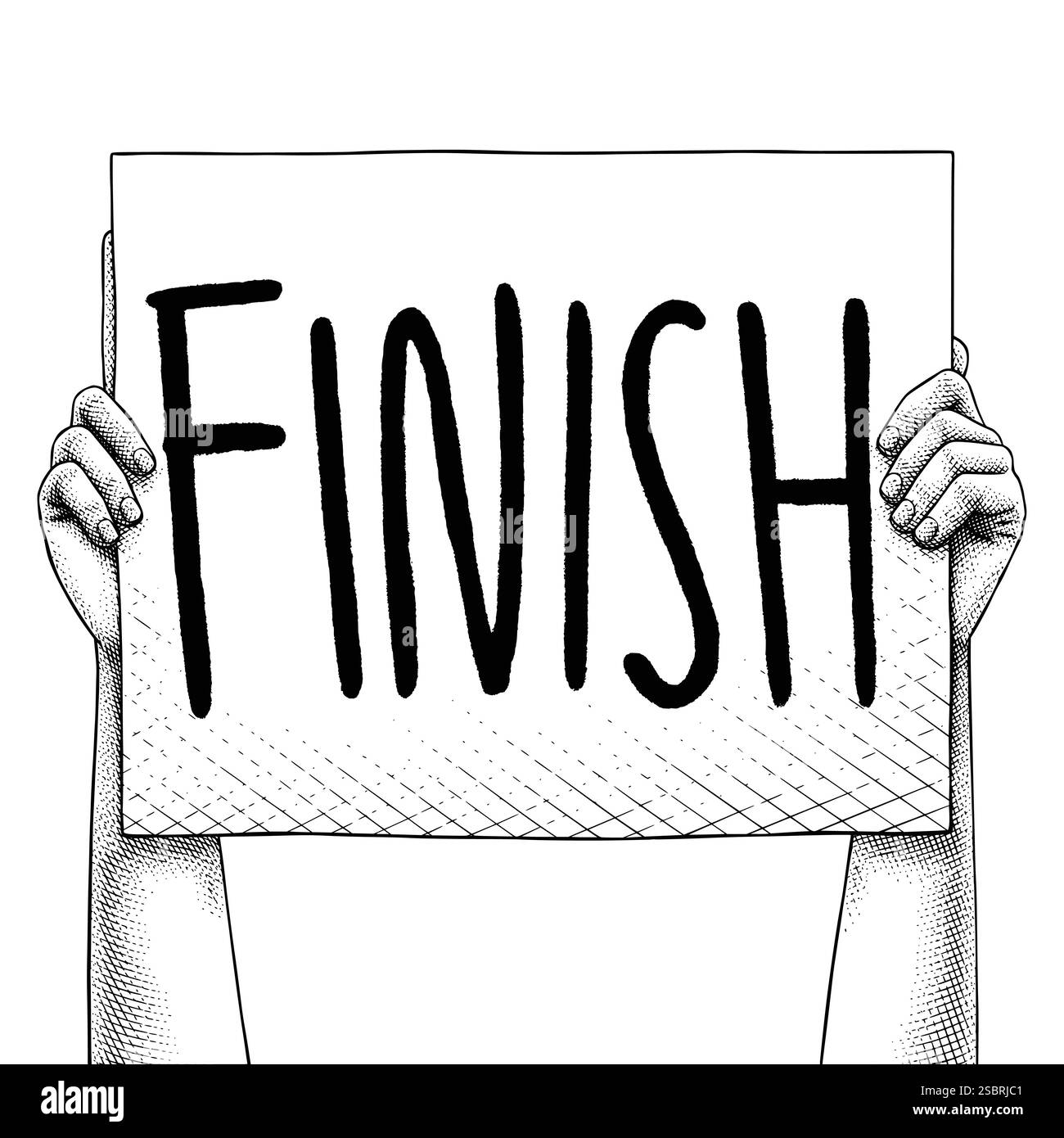 Hand raising a sign that says Finish Stock Vector Image & Art - Alamy