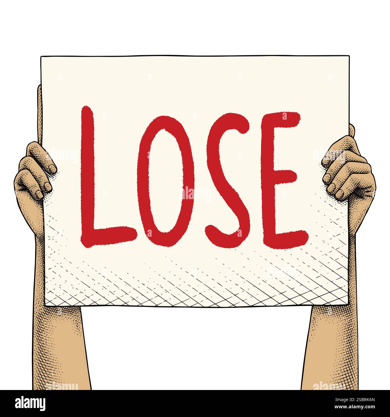 Hand raising a sign that says Lose Colored Stock Vector Image & Art - Alamy