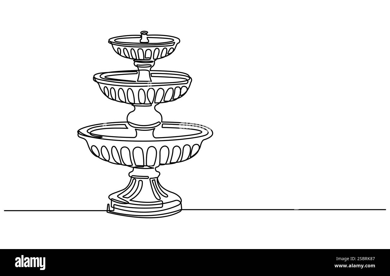 Fountain one line continuous. Line art fountain. Fountain Water one ...