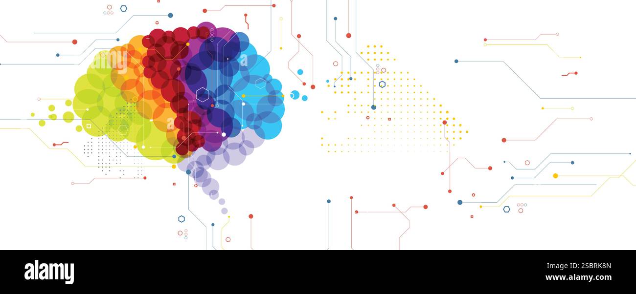 Abstract Artificial intelligence. Cloud computing. Machine learning. Technology web background ...