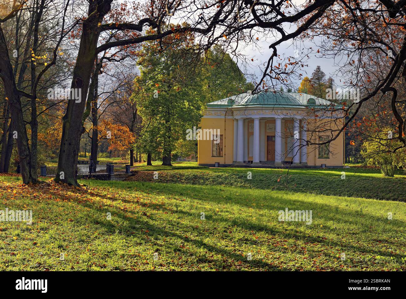 Autumn landscape in Catherine park, Pushkin, Russia. View to the ...