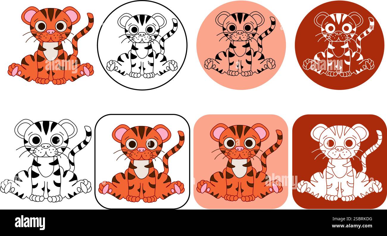 Cute Tiger Sitting Cartoon Vector Icon Illustration. Animal Nature Icon Concept Isolated Premium ...