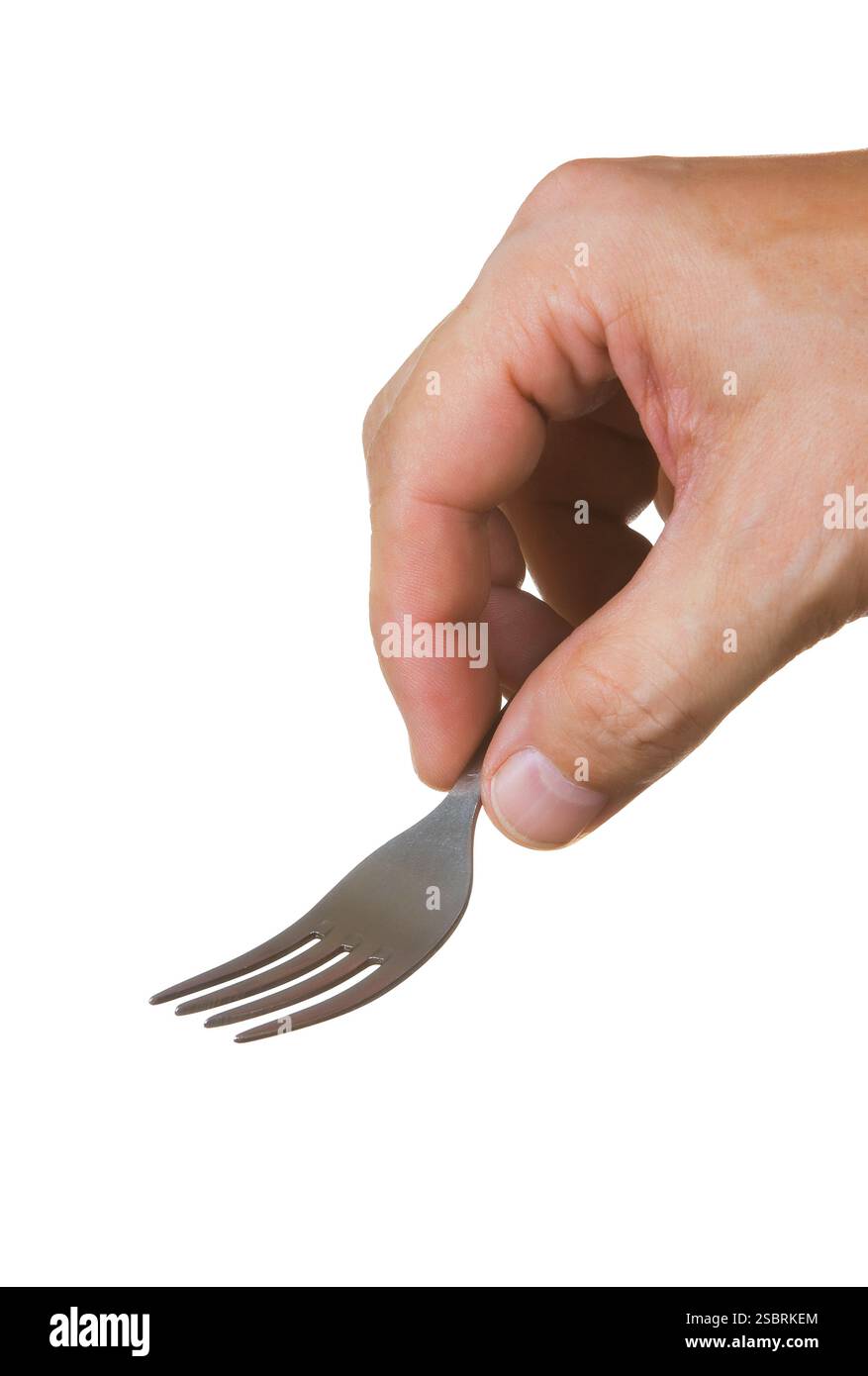 fork in hand isolated on white background Stock Photo - Alamy