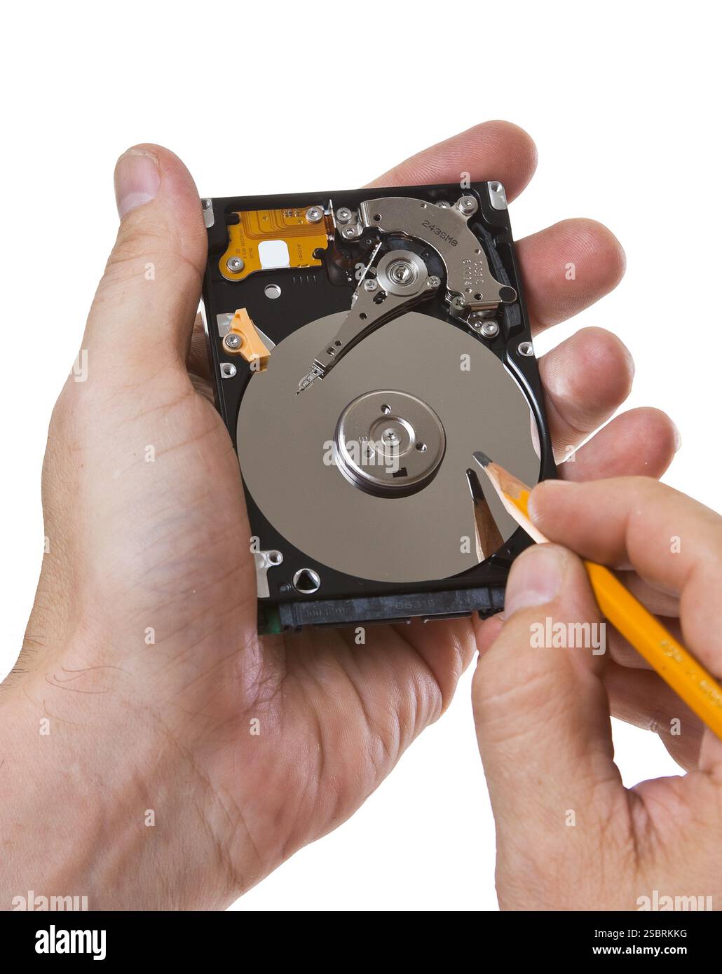 Record information on the hard disk is isolated on a white background ...