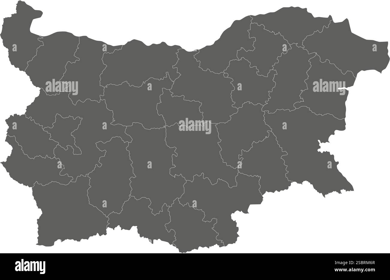 Vector regional blank map of Bulgaria with provinces or territories and administrative divisions ...