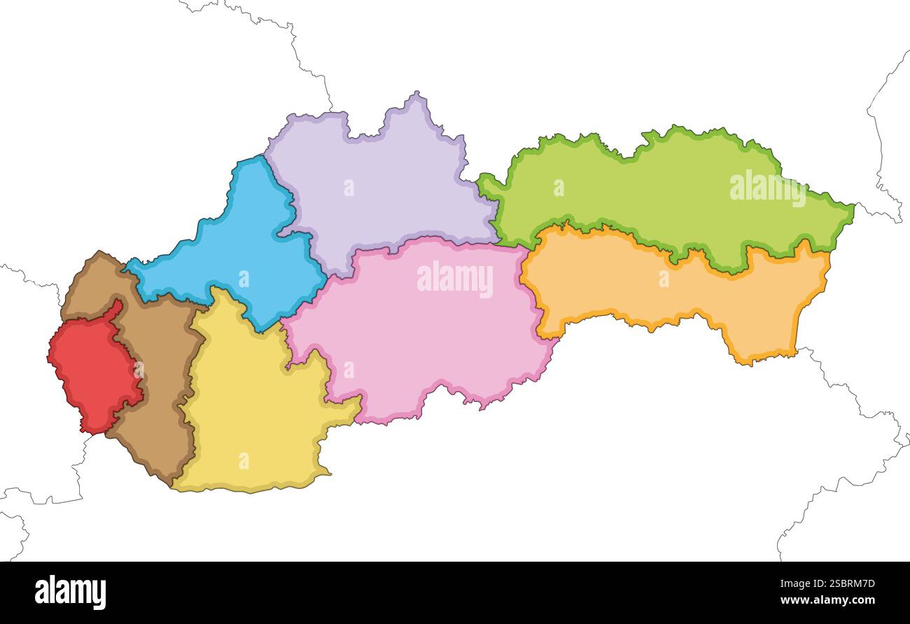 Vector illustrated blank map of Slovakia or Slovak Republic with ...