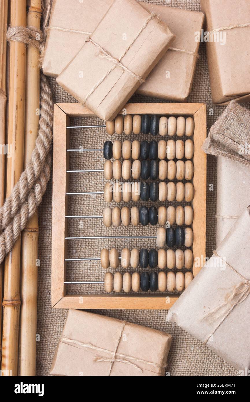 Still Life in a warehouse with abacus in old-style Stock Photo - Alamy