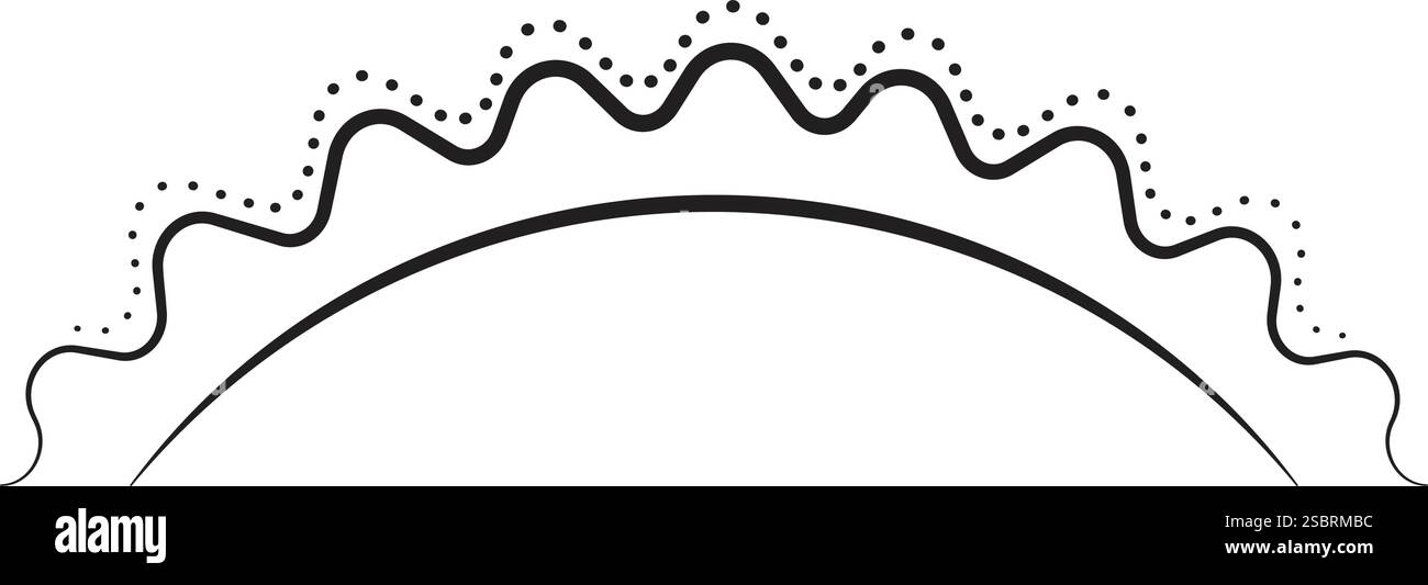 Half of sun on the horizon, black line vector, minimal illustration of ...