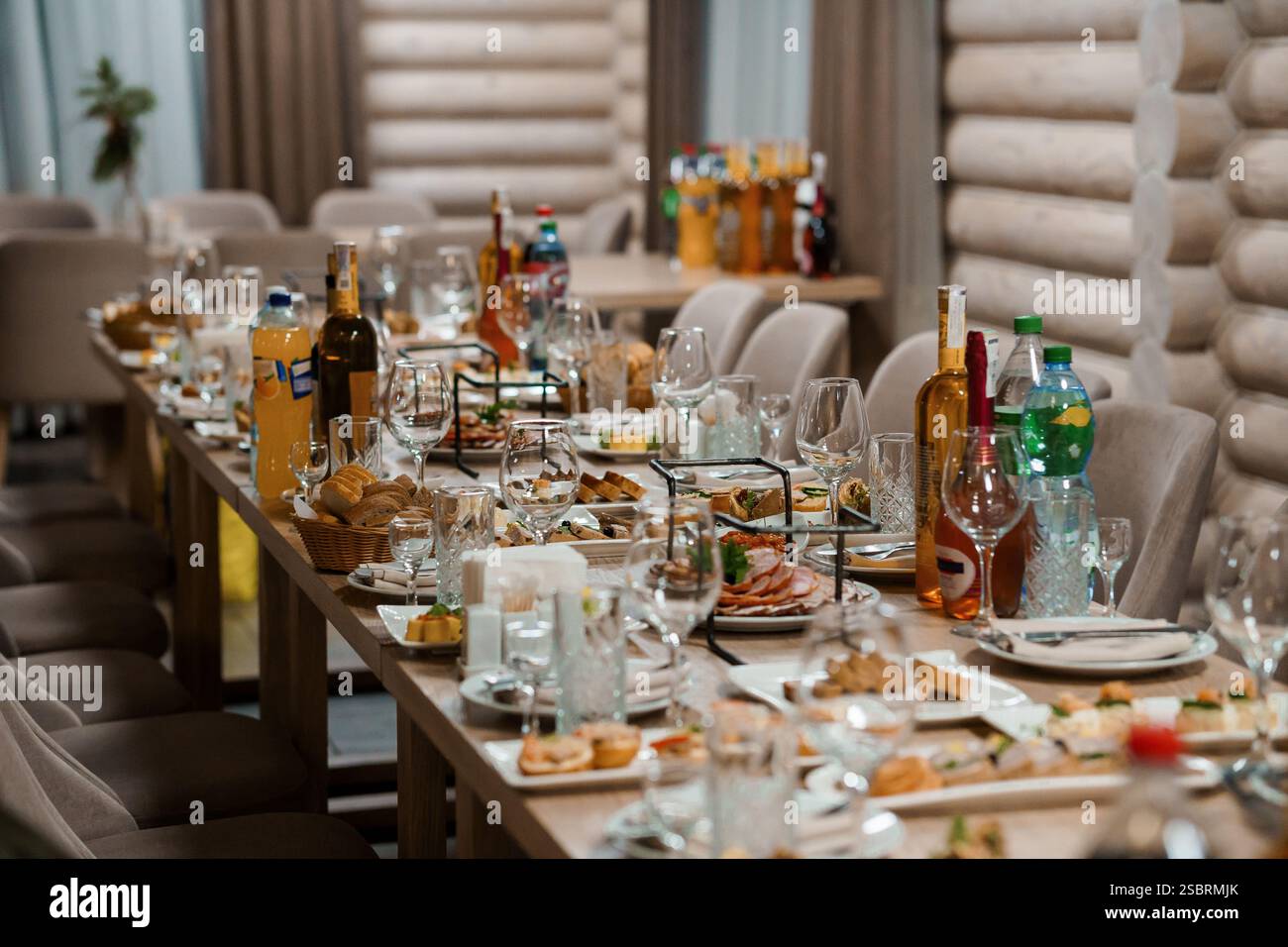 Elegant Banquet Table Set for a Feast with Various Dishes and Beverages Stock Photo - Alamy