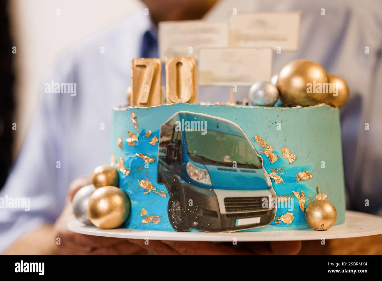 Celebratory Birthday Cake Featuring a Van Design Stock Photo - Alamy