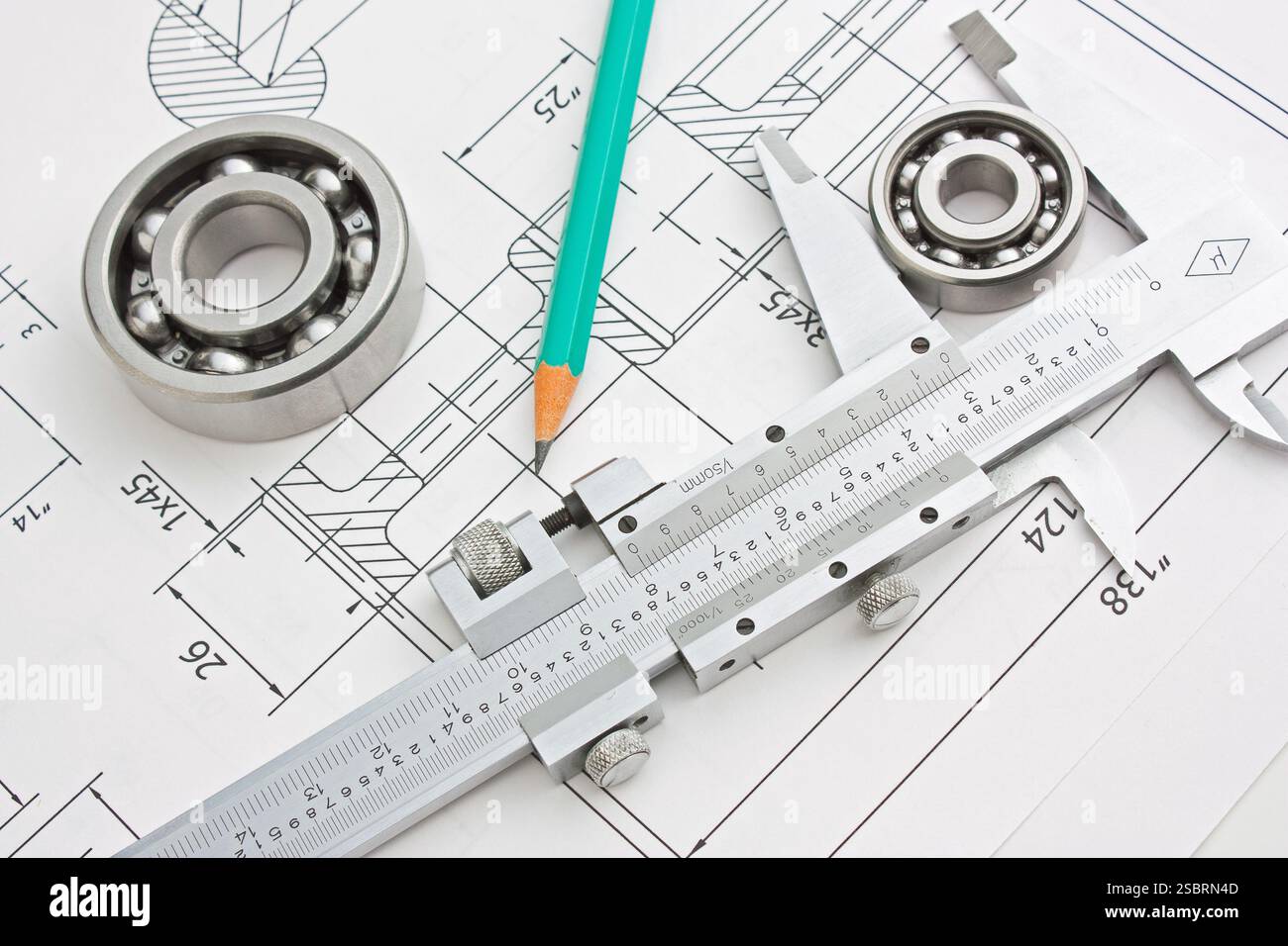 tools and mechanisms detail on the background of technical drawings ...