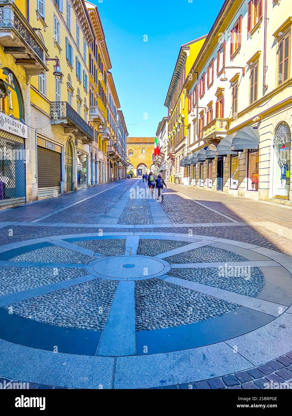 MONZA, ITALY - APRIL 11, 2022: The scenic pavement on pedestrian Via ...