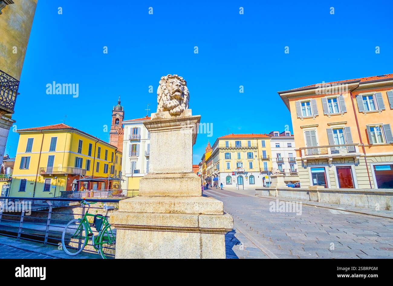 Bridge of Lions (Ponte dei Leoni) bridge with stone sculptures of lions ...