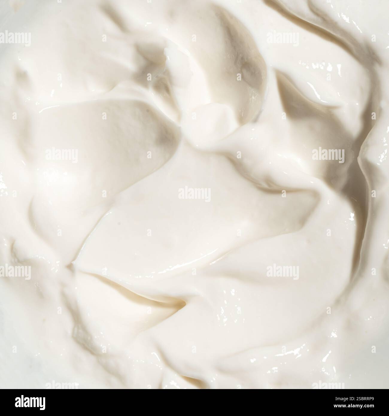 Homemade Greek Yogurt texture close up. Sour cream, whipped cream ...