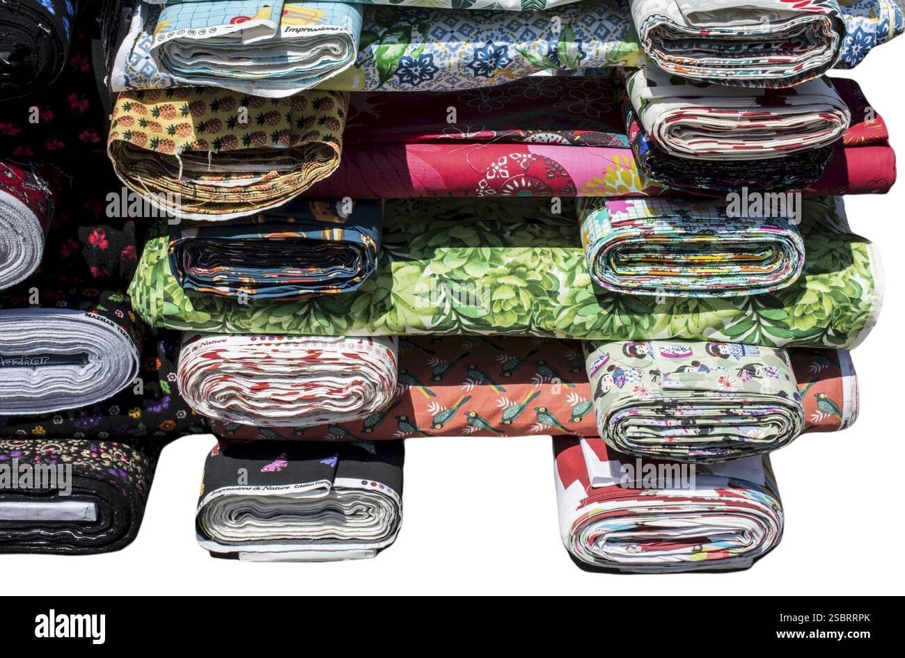 Sale of textiles on the Turkish market Stock Photo - Alamy