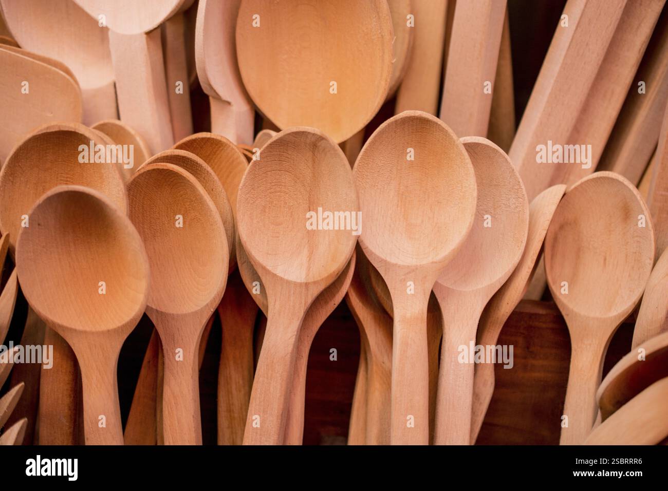 Handmade wooden kitchen utensils spoons wooden kitchen items Stock ...